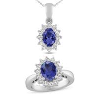 China Tanzanite & White Lab-Created Sapphire Boxed Set Sterling Silver for sale