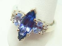 China Three Tanzanite Boxed  Wedding Ring With White 925 Set Sterling Silver for sale
