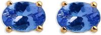China 14k White Gold Oval Genuine Natural Tanzanite Earrings with CZ for sale