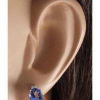 China 14k White Gold Oval Genuine Natural Tanzanite Earrings with CZ for sale