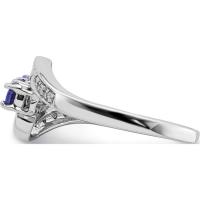 China 14k White Gold Oval Genuine Natural Tanzanite Ring with CZ for sale