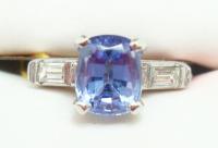 China 14k White Gold Oval Genuine Natural Tanzanite Ring with CZ for sale