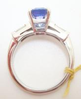 China 14k White Gold Oval Genuine Natural Tanzanite Ring with CZ for sale