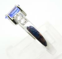 China 14k White Gold Oval Genuine Natural Tanzanite Ring with CZ for sale