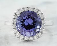 China 6.02 CTW Natural Blue Tanzanite Ring 18K Solid White Gold for sale