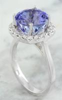 China 6.02 CTW Natural Blue Tanzanite Ring 18K Solid White Gold for sale