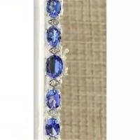 China 11.80 CTW Natural Tanzanite And CZ Bracelet In 14k Solid White Gold for sale