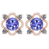 China 7.82 CTW Natural Tanzanite And CZ Earrings 14K Solid Yellow Gold for sale
