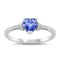 China Carat Tanzanite 0.925 Sterling Silver Ring Jewelry With White CZ Accent for sale