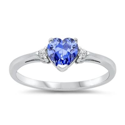 China Carat Tanzanite 0.925 Sterling Silver Ring Jewelry With White CZ Accent for sale