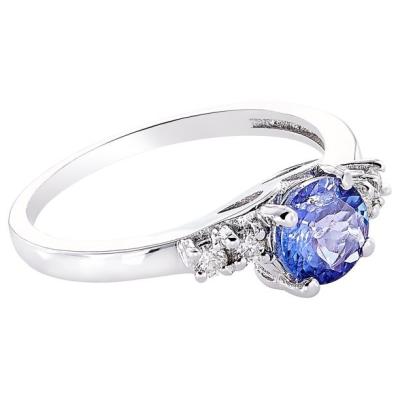 China Flower Design JewelersClub Tanzanite Ring  Sterling Silver Ring Jewelry with White CZ Accent for sale