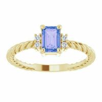 China Tanzanite 0.06CTW Rope Engagement Ring In 14K Yellow Gold for sale