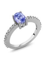 China 0.75ct Round Purple Tanzanite And CZ Cluster Ring 14K White Gold for sale