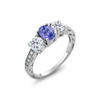 China 4mm Princess Cut Natural Tanzanite Engagement Ring 14k White Gold for sale