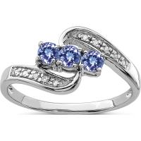 China 0.75ct Round Purple Tanzanite And CZ Cluster Ring 14K White Gold for sale