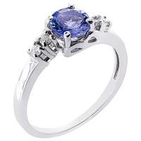 China 4mm Princess Cut Natural Tanzanite Engagement Ring 14k White Gold for sale
