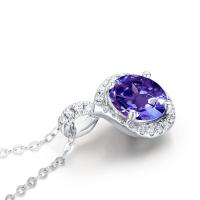 China Natural Tanzanite Infinity Heart Pendant Necklace CZ Sterling SilverI 14K for sale