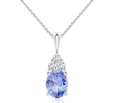 China Women Girls Angara Natural Tanzanite Solitaire Pendant Necklace 14K Solid for sale