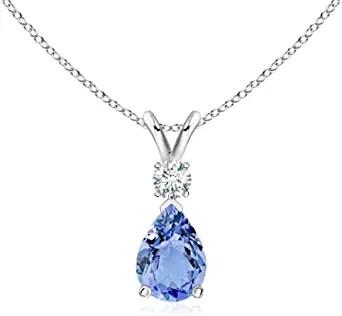 China 14K Solid Gold Angara Natural Tanzanite Solitaire Pendant Necklace For Women Girls for sale