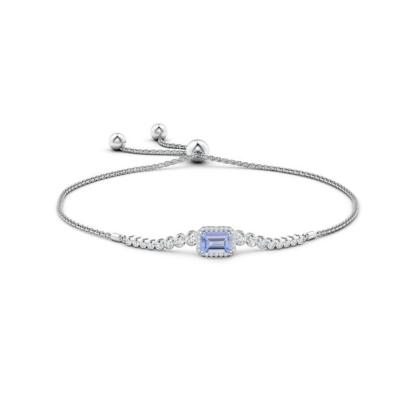 China Adjustable ANGARA Natural Tanzanite Bracelet for Women Girls 14K White Gold for sale