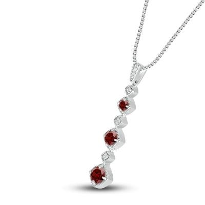 China Natural Garnet Necklace 1/20 ct tw Diamonds  With 925 Sterling Silver for sale