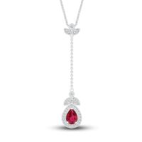 China Natural Garnet Necklace 1/20 ct tw Diamonds  With 925 Sterling Silver for sale