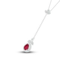 China Lab-Created Sapphire & Lab-Created Ruby Necklace Sterling Silver for sale