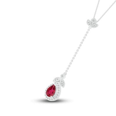 China Lab-Created Sapphire & Lab-Created Ruby Necklace Sterling Silver for sale