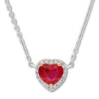 China Lab-Created Sapphire & Lab-Created Ruby Necklace Sterling Silver for sale