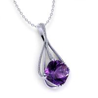 China Amethyst Slide Necklace，Amethyst Slide Necklace (14k White Gold, 19x19mm Amethyst, Diamonds .82cttw for sale