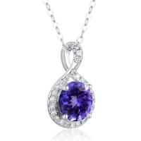 China Amethyst Slide Necklace，Amethyst Slide Necklace (14k White Gold, 19x19mm Amethyst, Diamonds .82cttw for sale