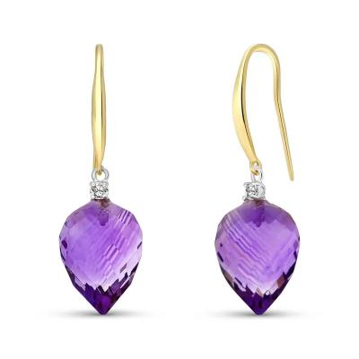 China Amethyst & Diamond Drop Earrings in 9ct Gold Drop Earrings For Women for sale