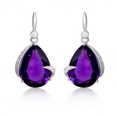 China Jewellery Mythos Claw Amethyst Silver Drop Earrings For Women for sale