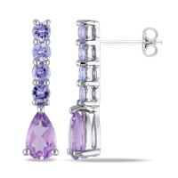 China Amethyst & Diamond Drop Earrings in 9ct Gold Drop Earrings For Women for sale