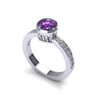 China Amethyst Filigree Ring    Slightly Stones  With 4K White Gold, Amethyst .20cttw for sale