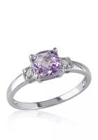 China Amethyst and Created White Sapphire Ring With 925  Sterling Silver for sale