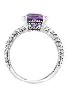 China Amethyst and White Sapphire Cable Ring With 925 Sterling Silver for sale