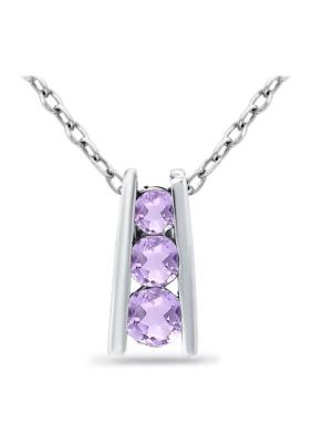 China 3/8 ct. t.w. Amethyst 3-Stone Ladder Pendant Necklace in Sterling Silver for sale