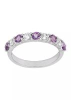 China Amethyst and Created White Sapphire Ring With 925  Sterling Silver for sale