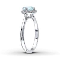 China Aquamarine Ring 1/15 ct tw Diamonds Sterling Silver For Women for sale
