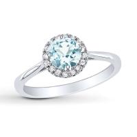 China Aquamarine Ring 1/15 ct tw Diamonds Sterling Silver For Women for sale