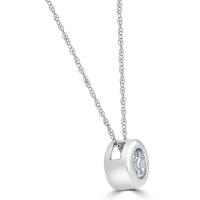 China 1/4 Ct Round CZ Solitaire Bezel Pendant Necklace 18