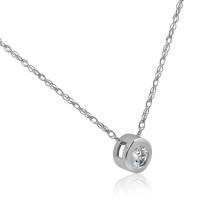 China 1/4 Ct Round CZ Solitaire Bezel Pendant Necklace 18