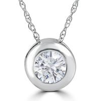 China 1/5ct Round CZ Solitaire Pendant Necklace 14K White Gold for sale