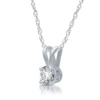 China 1/5ct Round CZ Solitaire Pendant Necklace 14K White Gold for sale