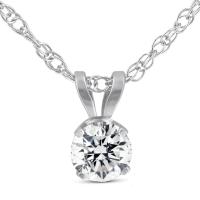 China 1/5ct Round CZ Solitaire Pendant Necklace 14K White Gold for sale