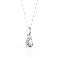 China 0.33 Carat Pear Cut CZ - Solitaire - Bezel Setting Pendant Necklace - 10K White Gold for sale