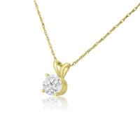 China 1/2 Carat CZ Solitaire Necklace In 14 Karat Yellow Gold (J-K Color, I1-I2 Clarity) for sale