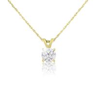 China 1/2 Carat CZ Solitaire Necklace In 14 Karat Yellow Gold (J-K Color, I1-I2 Clarity) for sale