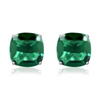 China Sterling Silver Emerald Cushion Stud Earrings: May Birthstone for Women for sale